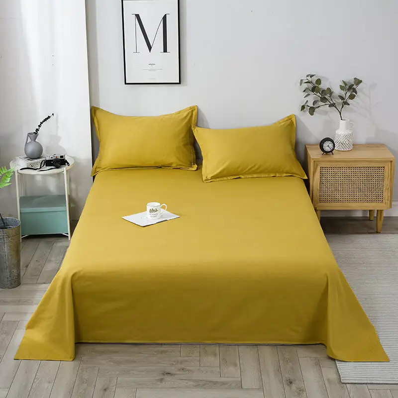 1pc-flat-sheet-cotton-single-double-queen-king-size-breathable-bed