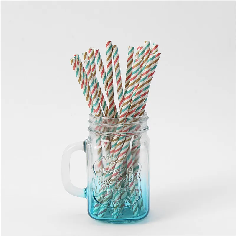 100pcs-Threaded-Pattern-Paper-Straw-Disposable-Kraft-Biodegradable ...