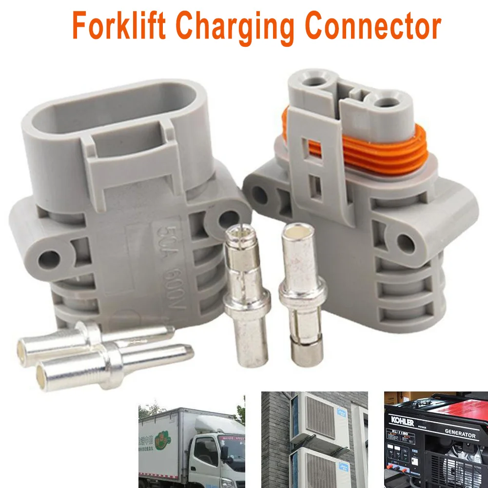 Pair Of FOR Anderson 50 Amp 600V 6 AWG Grey Forklift Cable Power ...