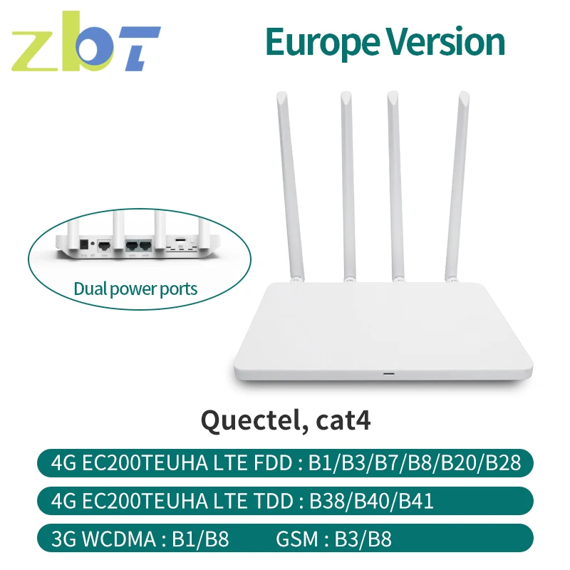 ZBT 4G Router Wifi SIM Router Hotspot CAT4 EC200TEUHA LTE Modem ue 2 ...