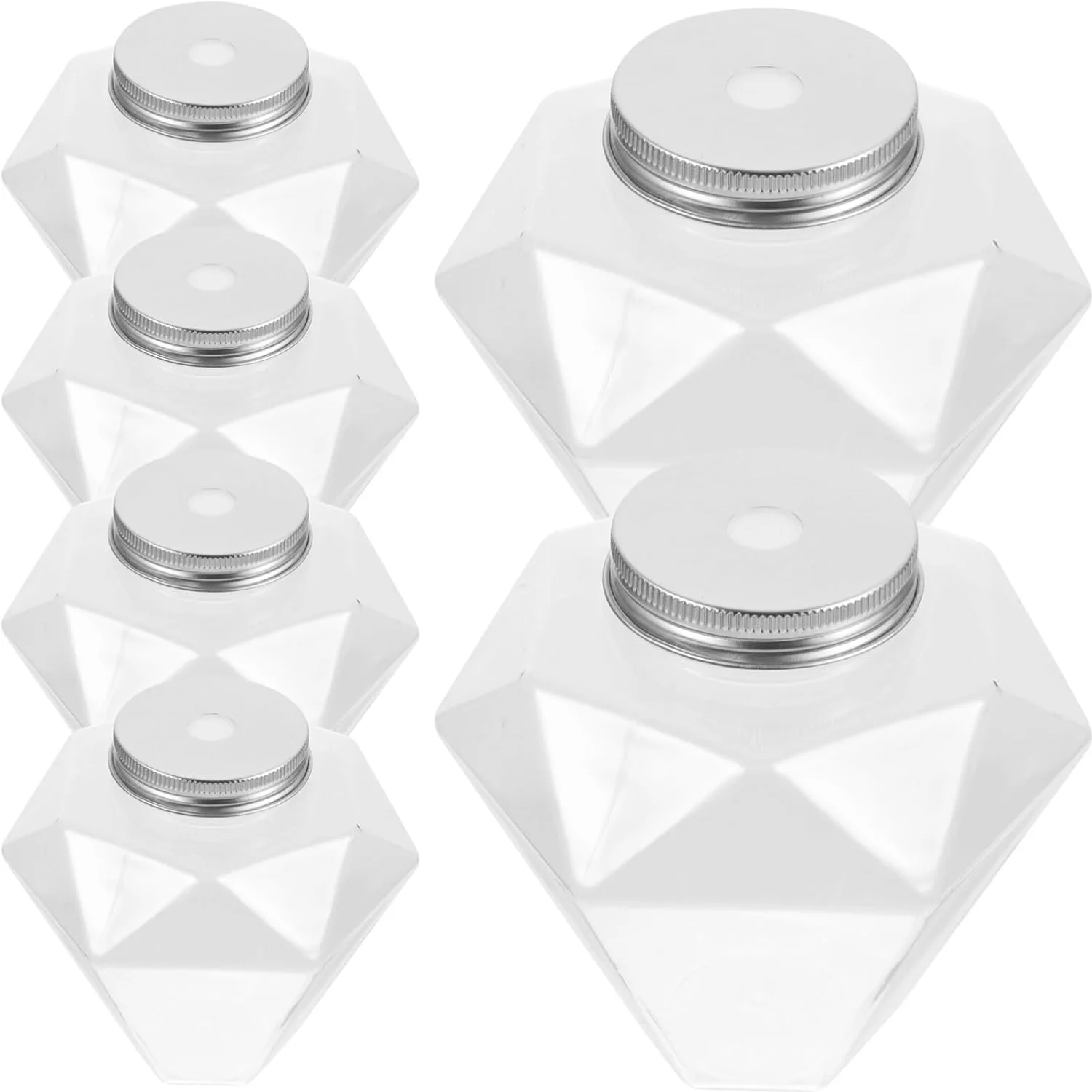 16-7oz-Diamond-Shaped-Plastic-Juice-Bottles-with-Lids-Beverage-Bottles ...