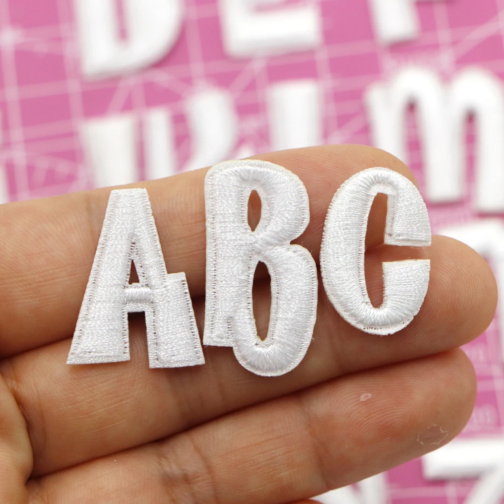 1PC-Small-White-Letter-Alphabet-Iron-on-Patches-For-Clothing-Applique ...
