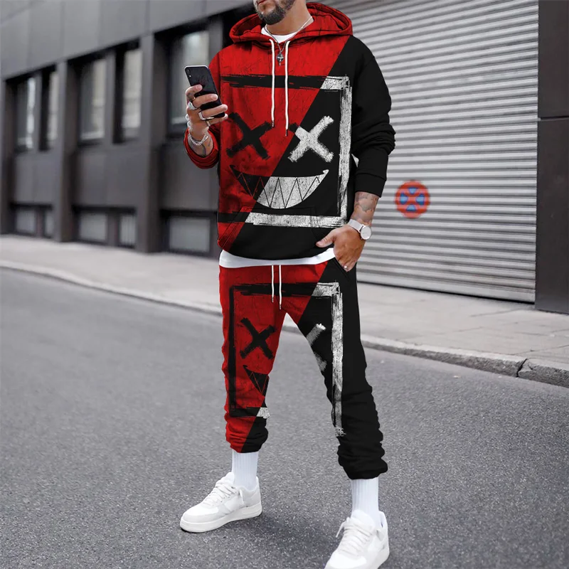 Autumn-Winter-Tracksuits-Men-s-Set-Hoodies-Pants-Suit-Smile-Face-Thick ...