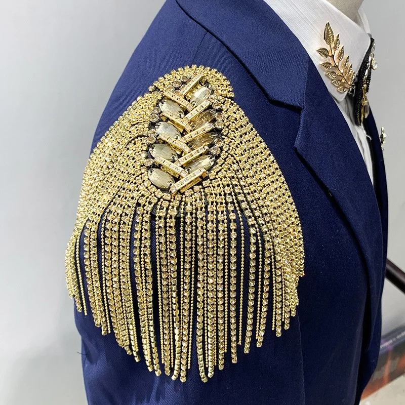1PCS Fashion Handmade Shoulder Jewelry Tassel Rhinestones Epaulettes ...