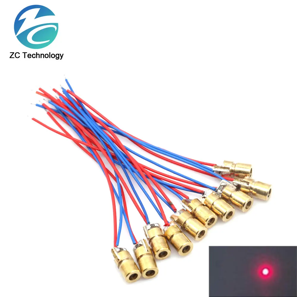 10PCS-3V-5V-650nm-5mW-Adjustable-Laser-Dot-Diode-Module-Red-Sight ...