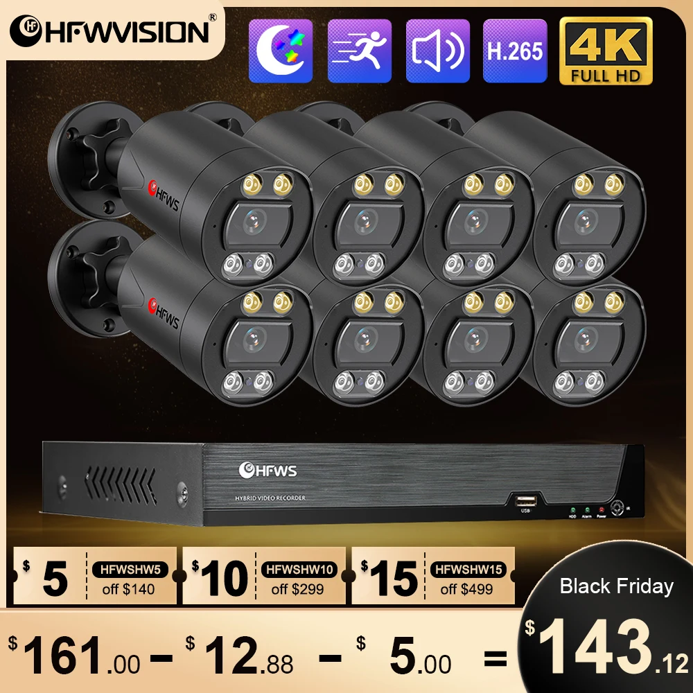 4k Security Camera System Poe 8mp Video Surveillance Set 8ch Nvr Kit ...