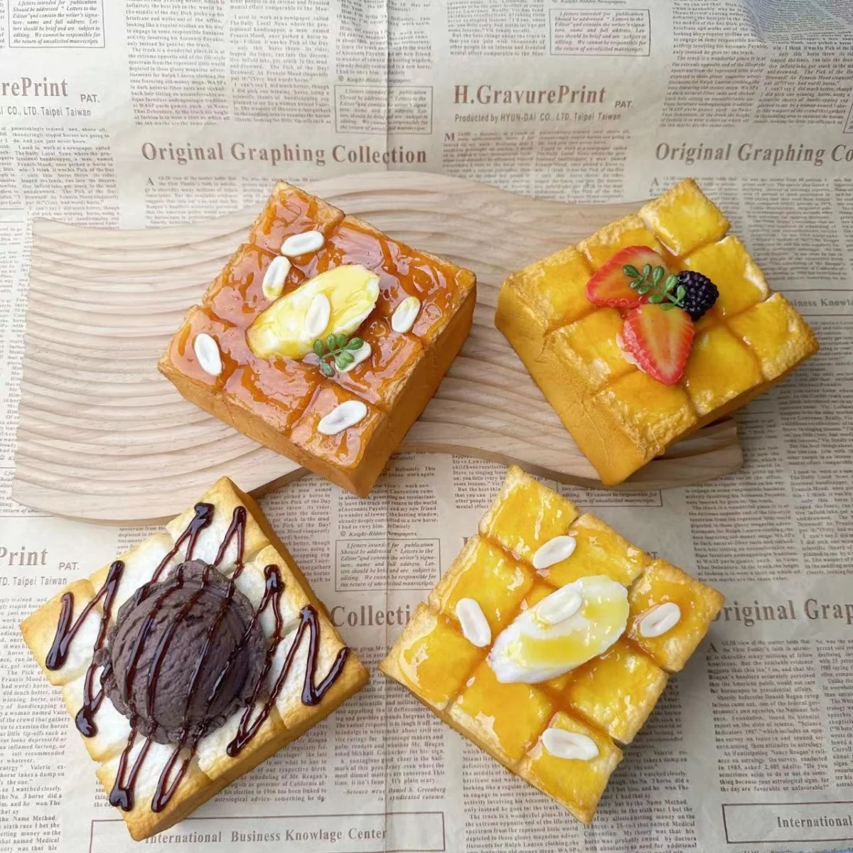 Simulated-French-Toast-Model-Butter-Bread-Desserts-Jam-Fake-Fruit ...