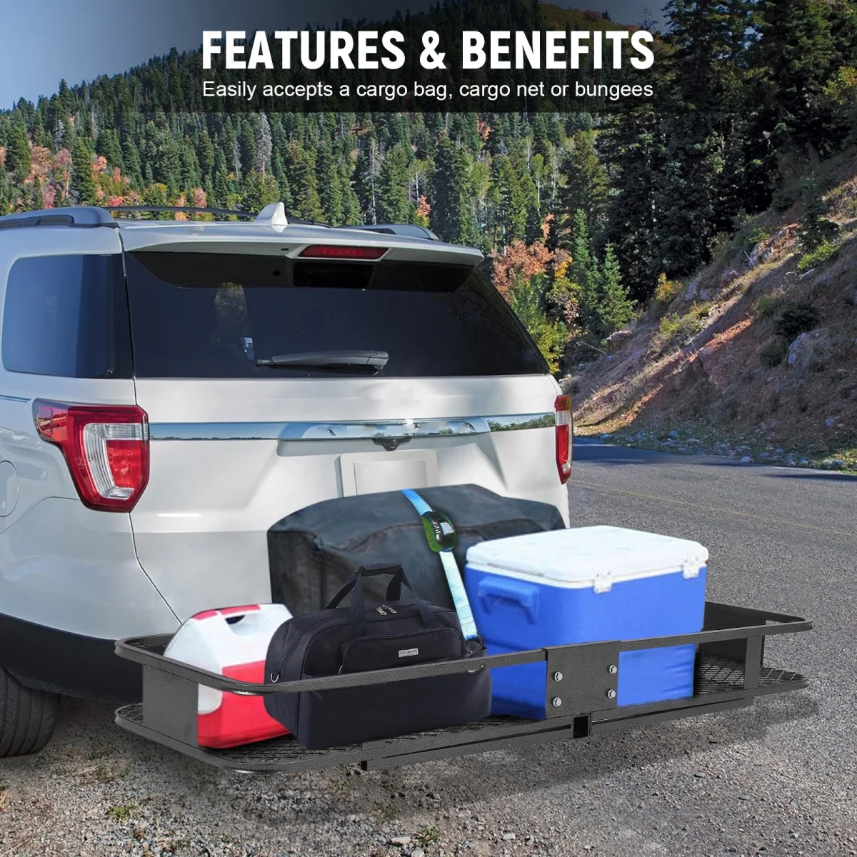 Hitch Mount Cargo Carrier, Trailer Hitch Cargo Basket Luggage Carrier ...