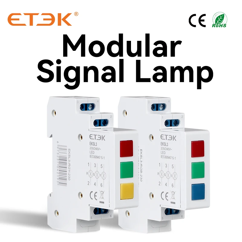 Etek Din Rail Mount Led Modular Signal Lamp Red Green Yellow Blue Ac ...