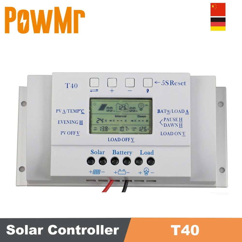 Mppt T40 40a Solar Charge Regulator 12v 24v Auto Lcd Display Controller ...