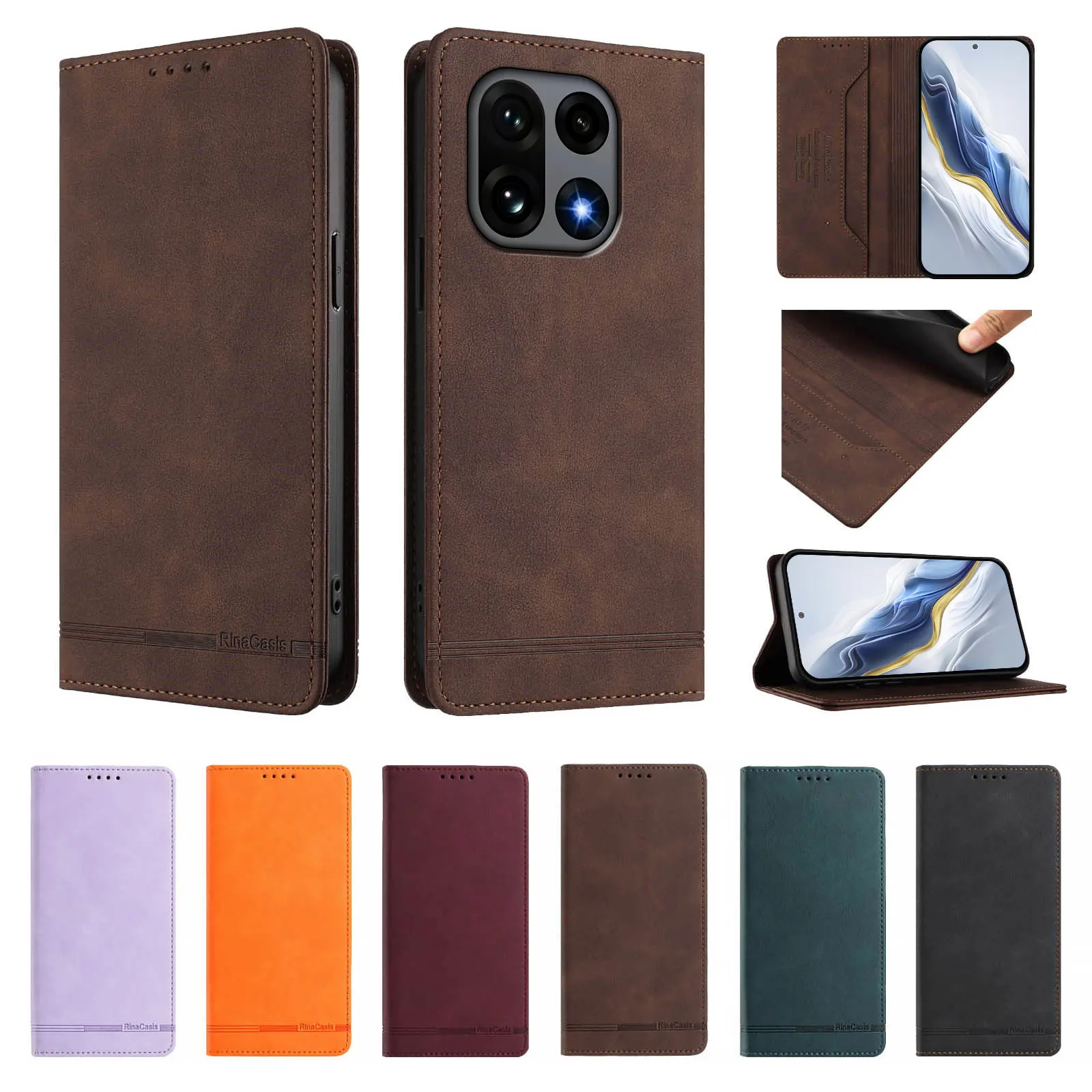 Leather Magnetic Flip Case For Oneplus 15 13 13T 13R 13S 12 12R 11 11R ...