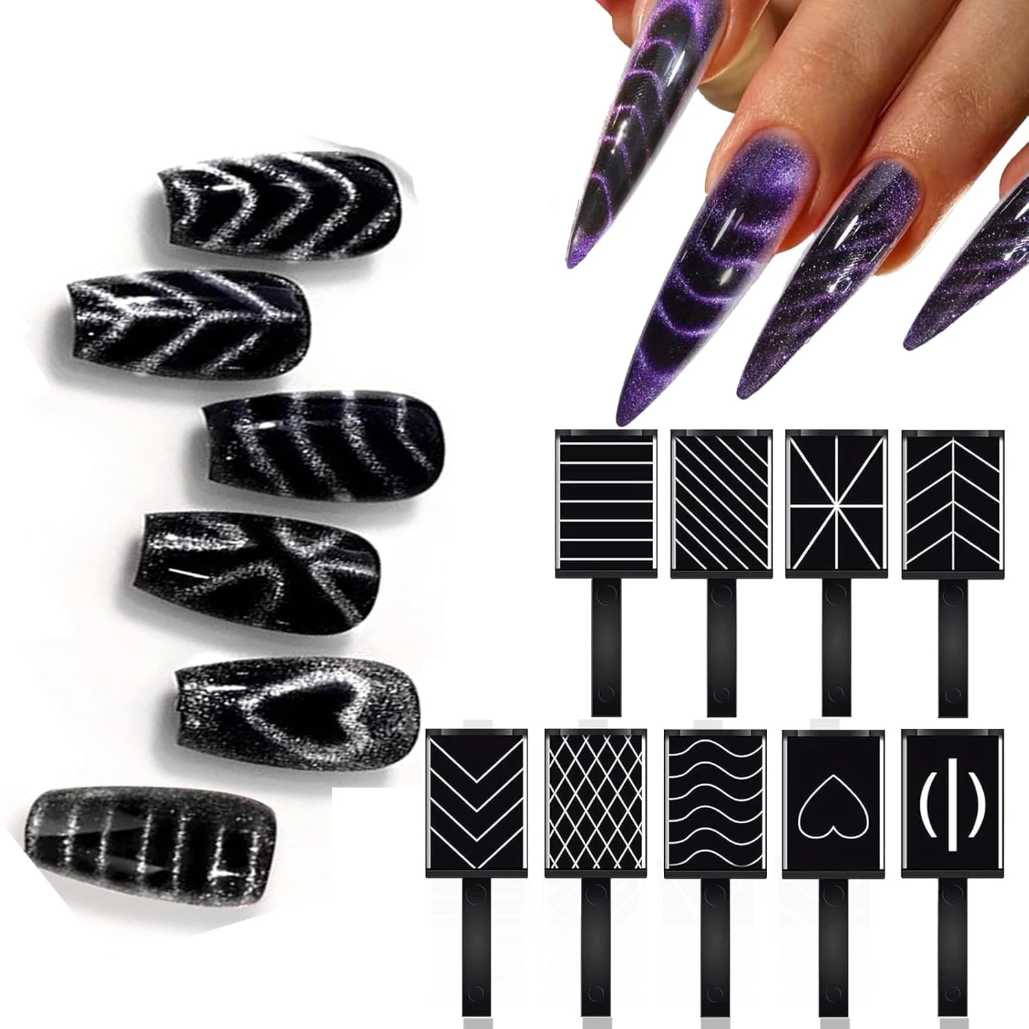 4/5Pcs Mixed Cat Eye Nail Magnet Cat's Eye UV Gel Polish Magnetic Rod ...