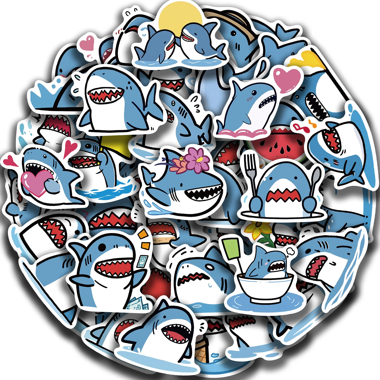 50PCS-Cute-Animals-Shark-Stickers-lovely-Cartoon-Profile-Picture ...