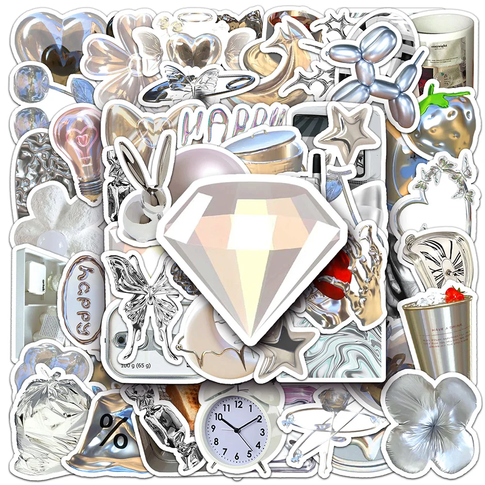 10-30-50pcs-Silver-Simple-Aesthetics-Stickers-Cool-Simple-Sticker-Water ...