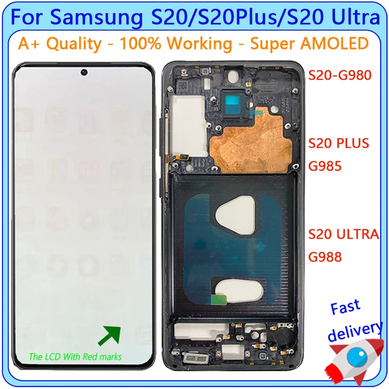 Super S20 Plus Display AMOLED For Samsung Galaxy S20/S20 Ultra Touch ...