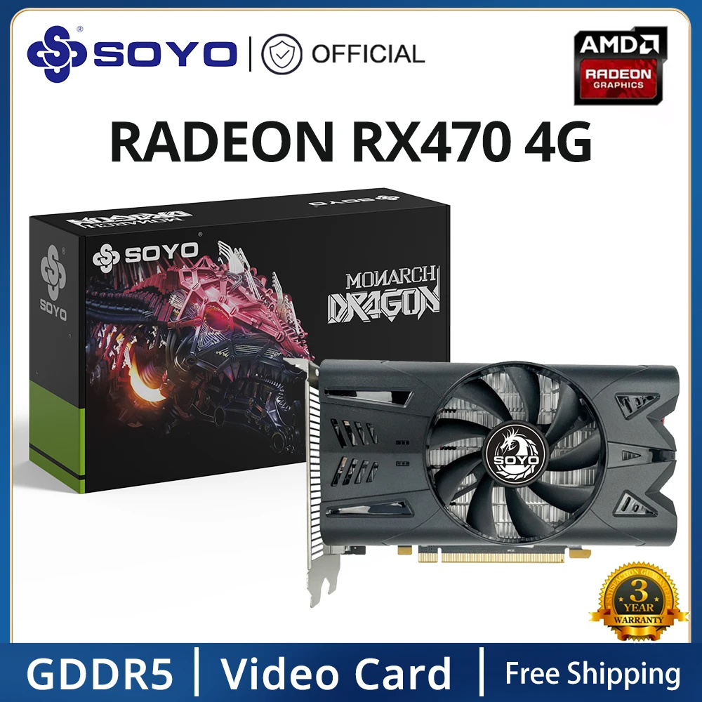 Placa-gr-fica-SOYO-AMD-Radeon-RX470-4G-Mem-ria-GDDR5-256Bit-PCIE3-0-x ...