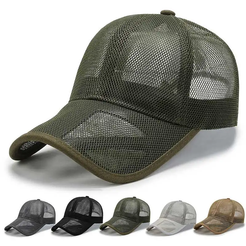 Summer-Men-Baseball-Cap-Breathable-Mesh-Solid-Color-Sun-Hat-Outdoor ...