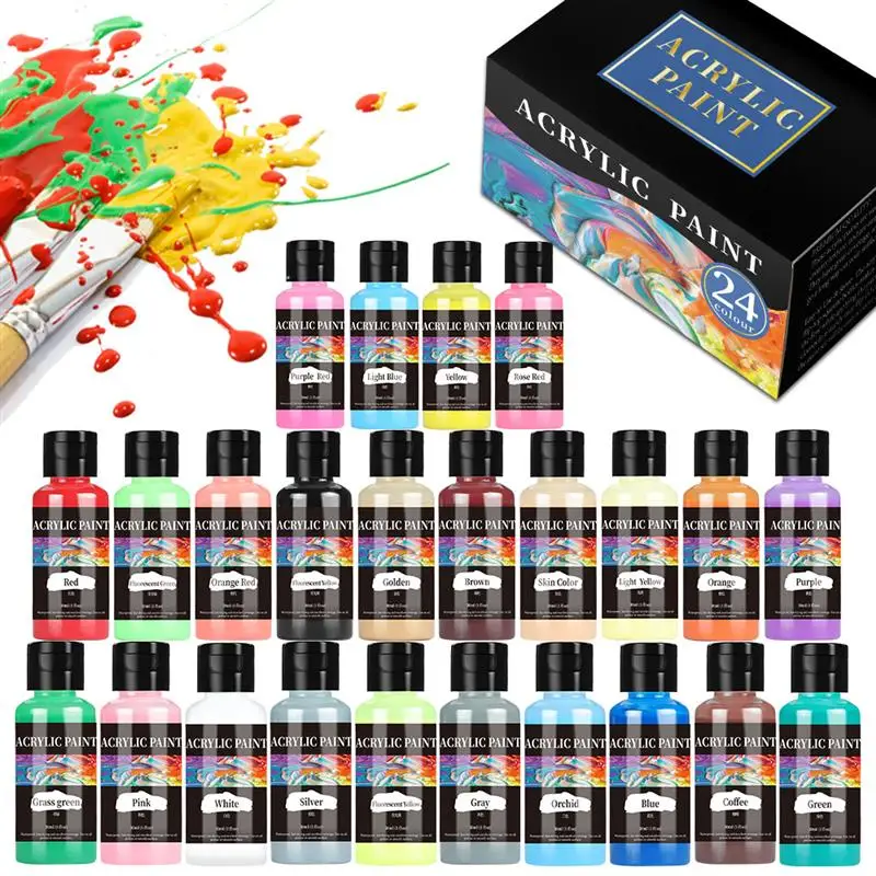 24-Colour-Acrylic-Paint-Colors-Bottled-Acrylic-Paint-Set-Paint-For ...
