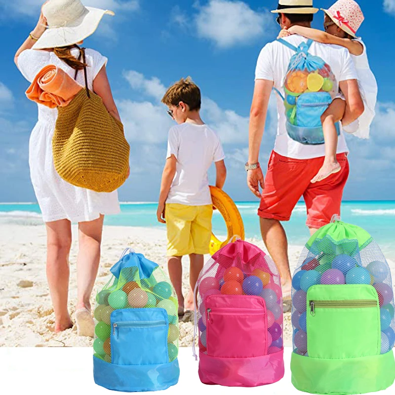 Beach Toy Mesh Collapsible Beach Bag Beach Storage Pouch Tote Bag ...