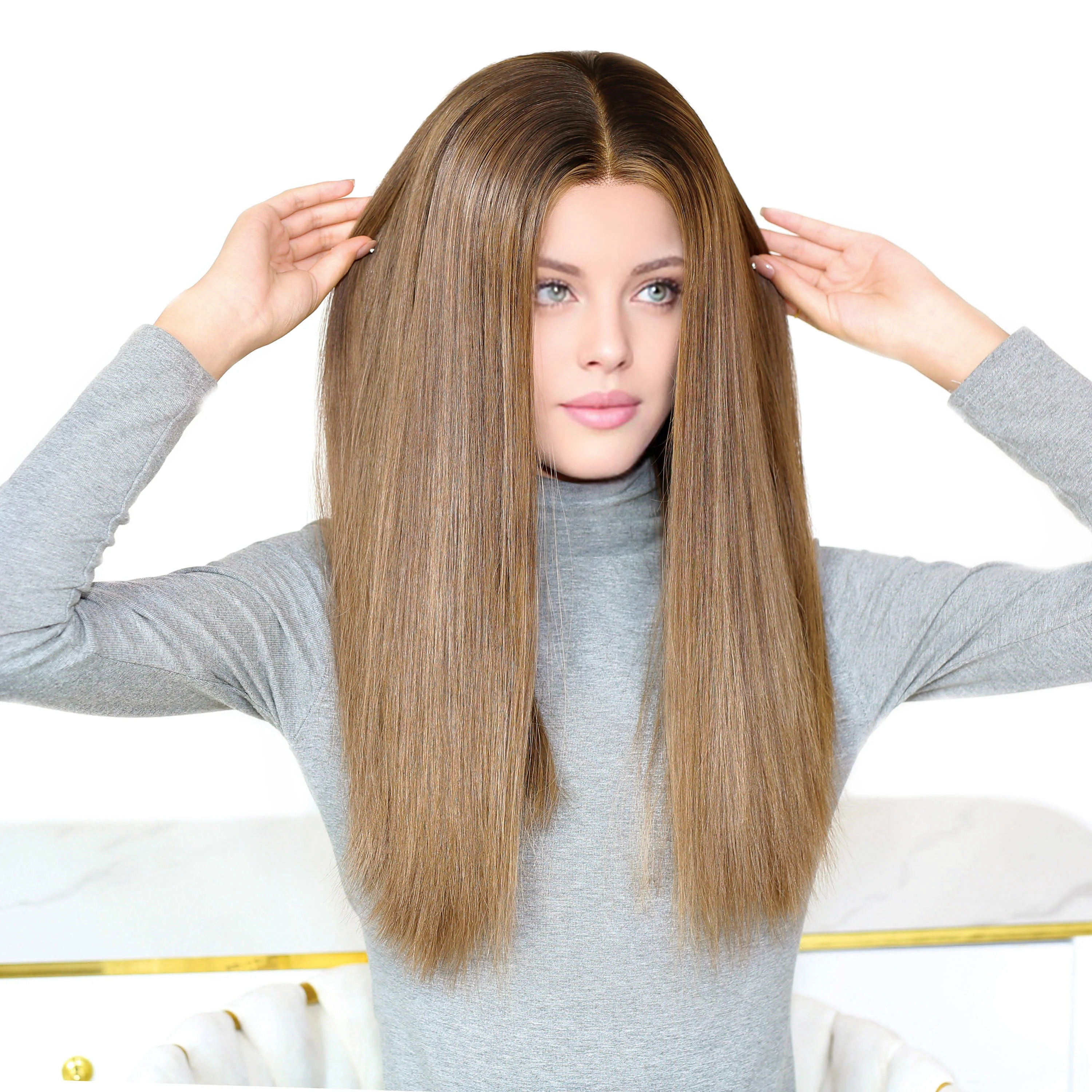 Wavy-Lace-Front-Top-Wig-Glueless-Wigs-Human-Hair-Mel-with-Chocolate ...