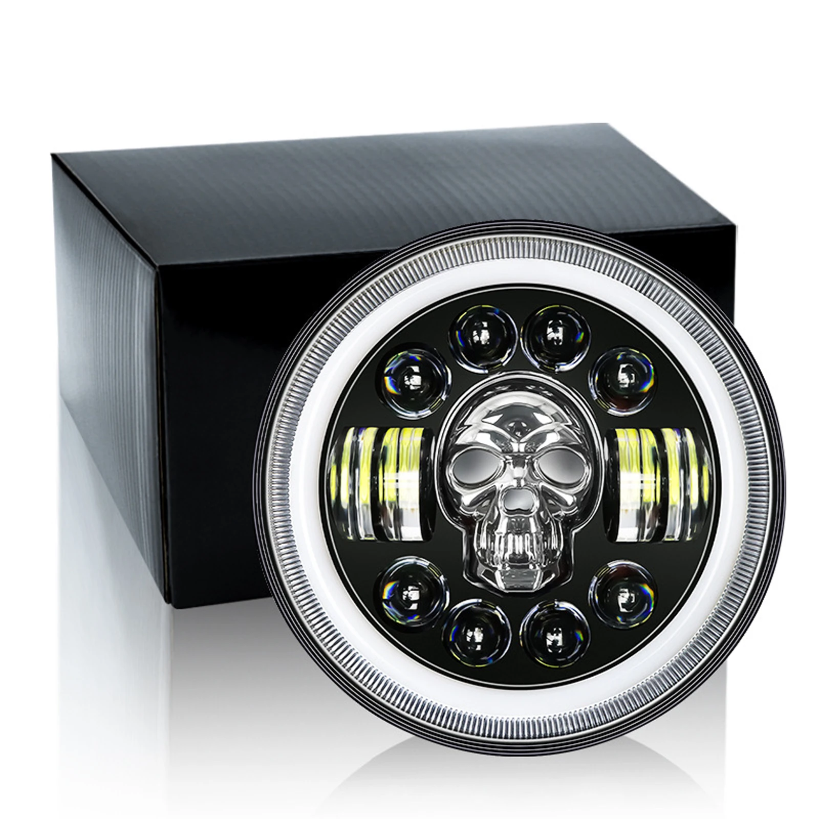 7-Inch-Led-Skull-Headlight-White-DRL-Led-Projector-Sealed-Beam ...