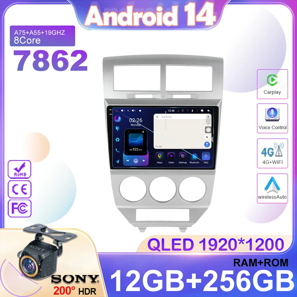 Car-Radio-Android-14-For-Dodge-Caliber-2007-2010-GPS-Navigation-Video ...