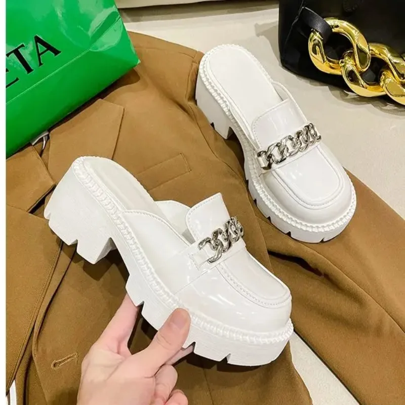 Women's Elevated Platform House Slippers Female Slides Shoes Square ...