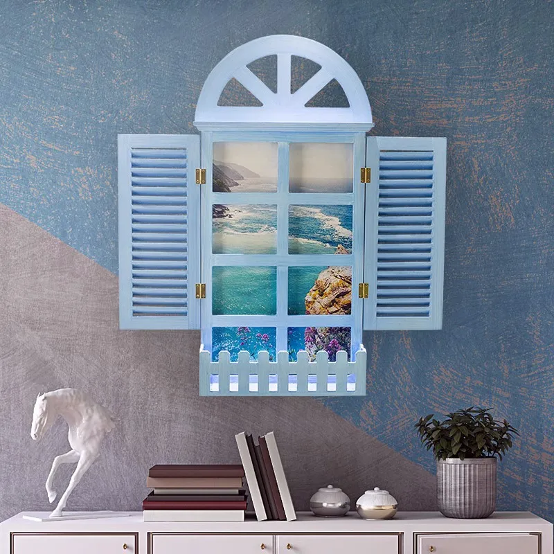 Fake-Window-Blinds-Vintage-Mediterranean-Window-Shutter-Wall-Hangings ...