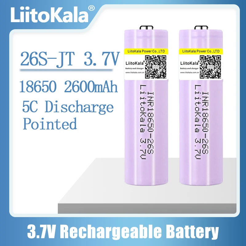Liitokala original novo 26s jt 3.7v 2600mah 18650 26s 5c descarga bateria de lítio recarregável ...