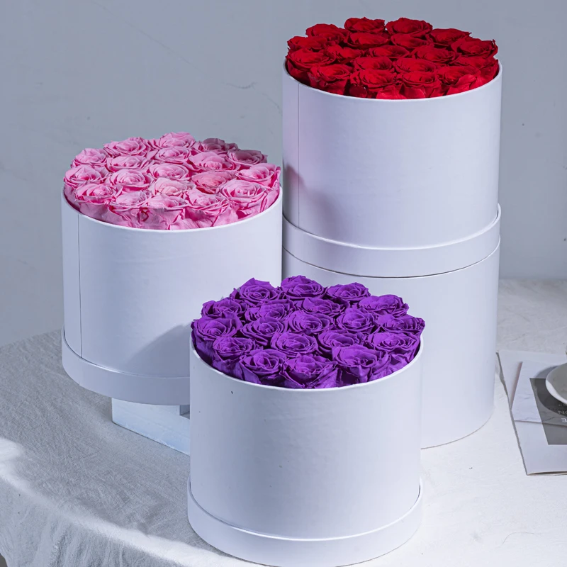 Rodada-Abra-ando-Balde-Caixa-De-Presente-Eterna-Rosa-Preservada-na ...