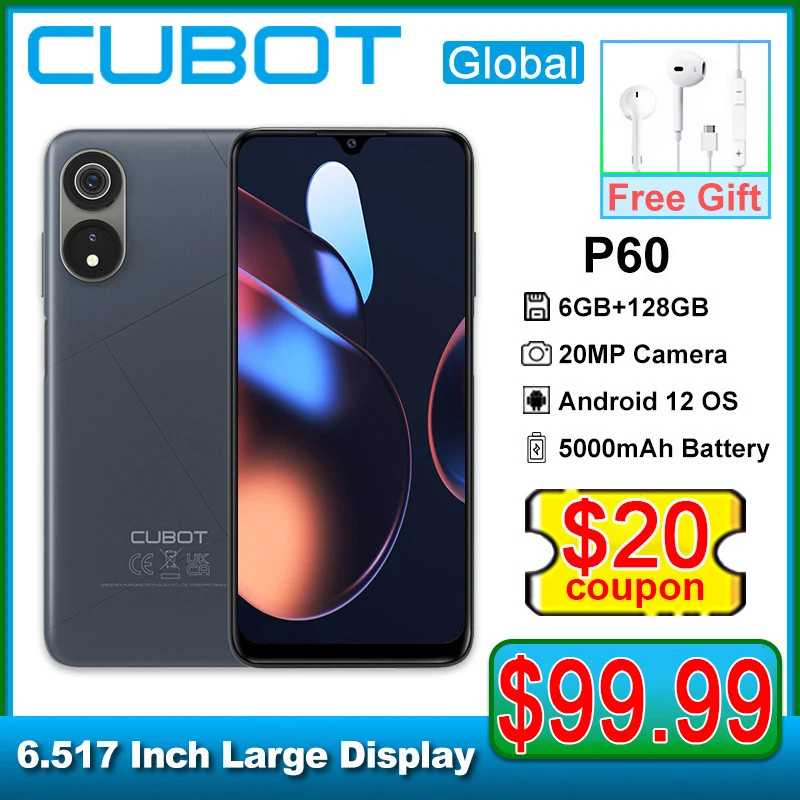 P60 Android Mobile Phone 12 | Cubot 128gb Mobile Phone | Cellphones Smartphones - P60 - Aliexpress