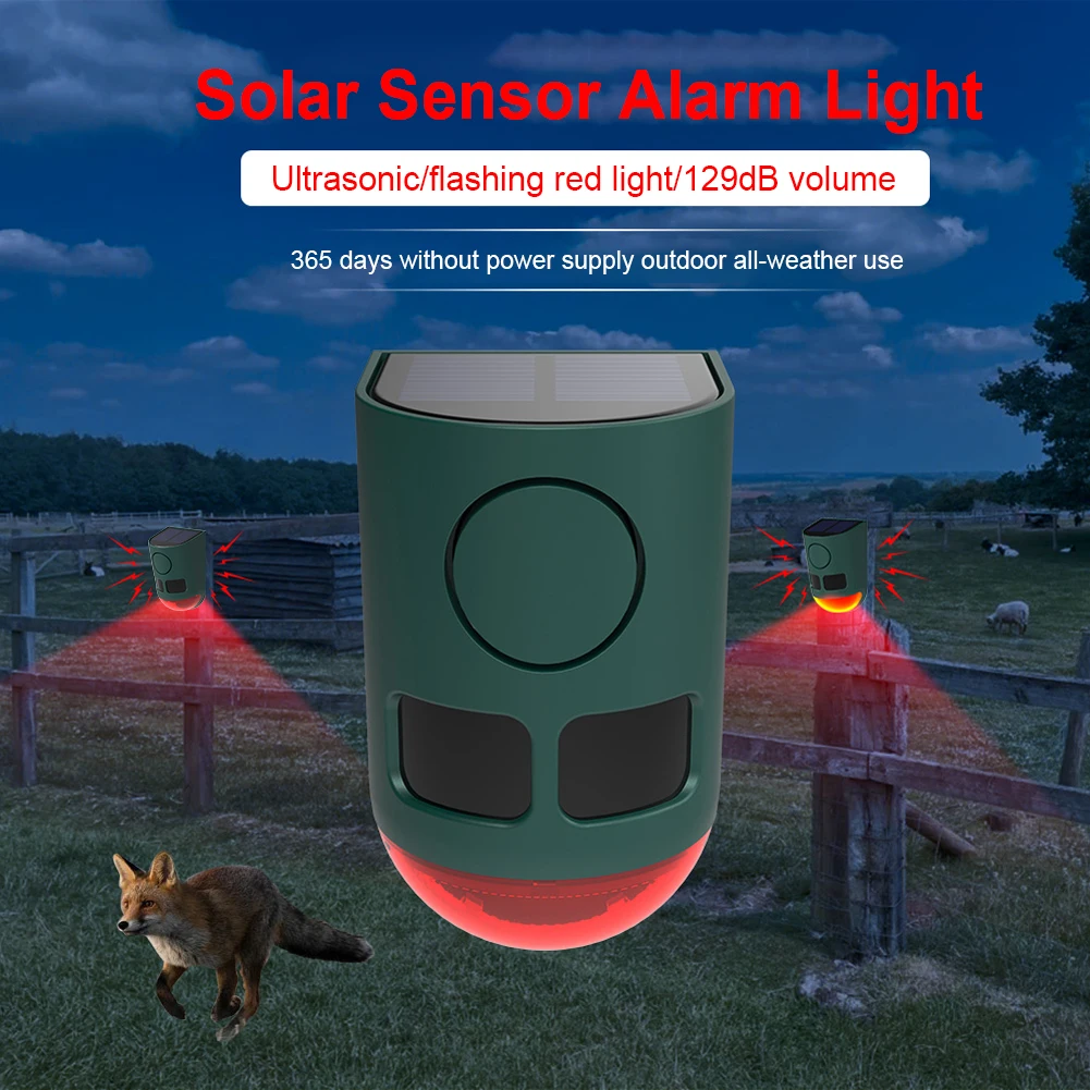 Solar Infrared Motion Sensor Alarm Home Security Alarm with Strobe ...