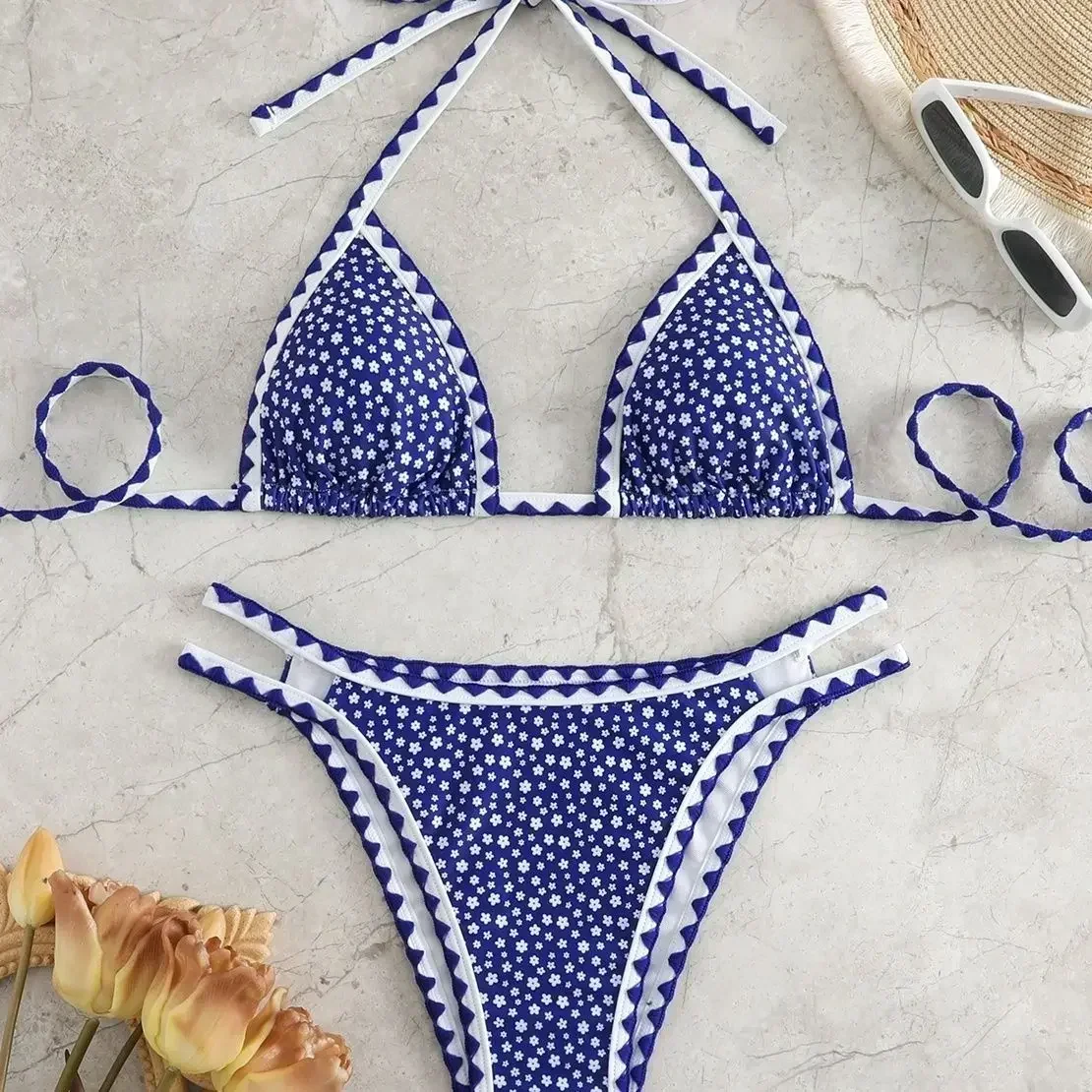 Printed-Color-Contrasting-Shells-Side-Women-s-Swimsuit-Triangle-Halter ...