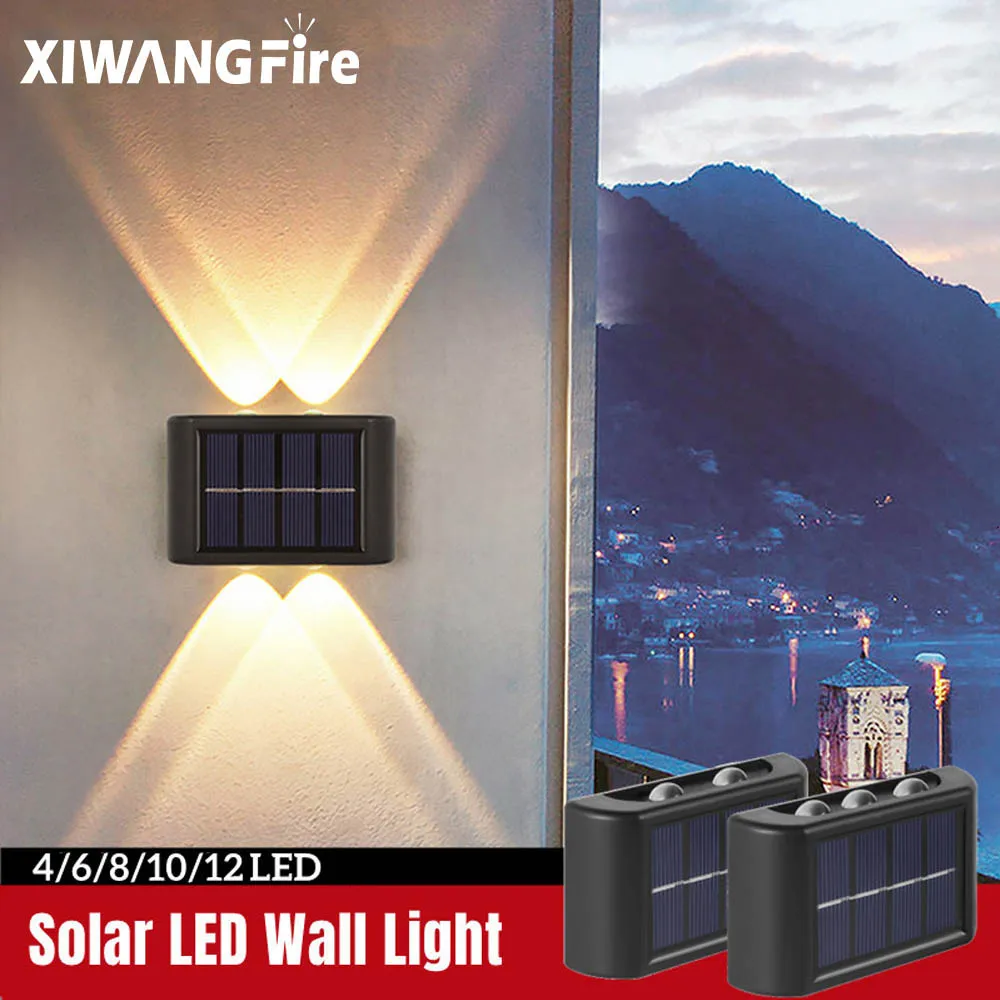 Solar Wall Mounted Lamp with Upper Lower warm light Lighting Waterproof ...