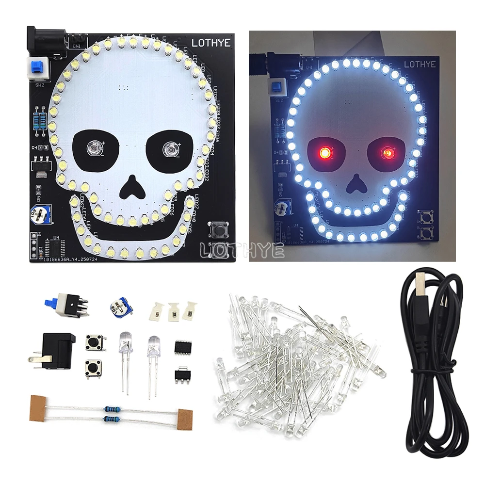 Skull Ghost Dynamic Kits DIY Electronic Kit Eyes Flashing Halloween Fun ...