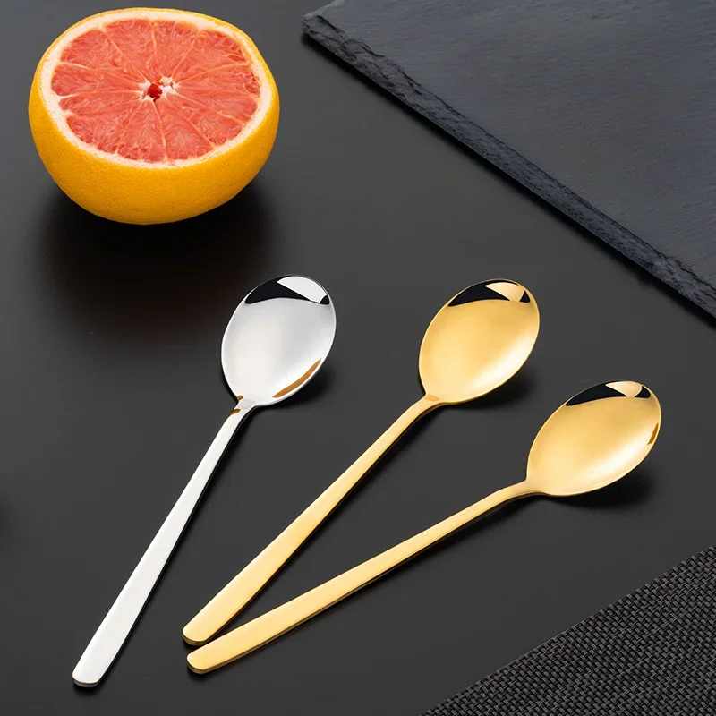 20-5cm-304-Stainless-Steel-Round-Spoon-Gold-Silver-Western-Food-Soup ...