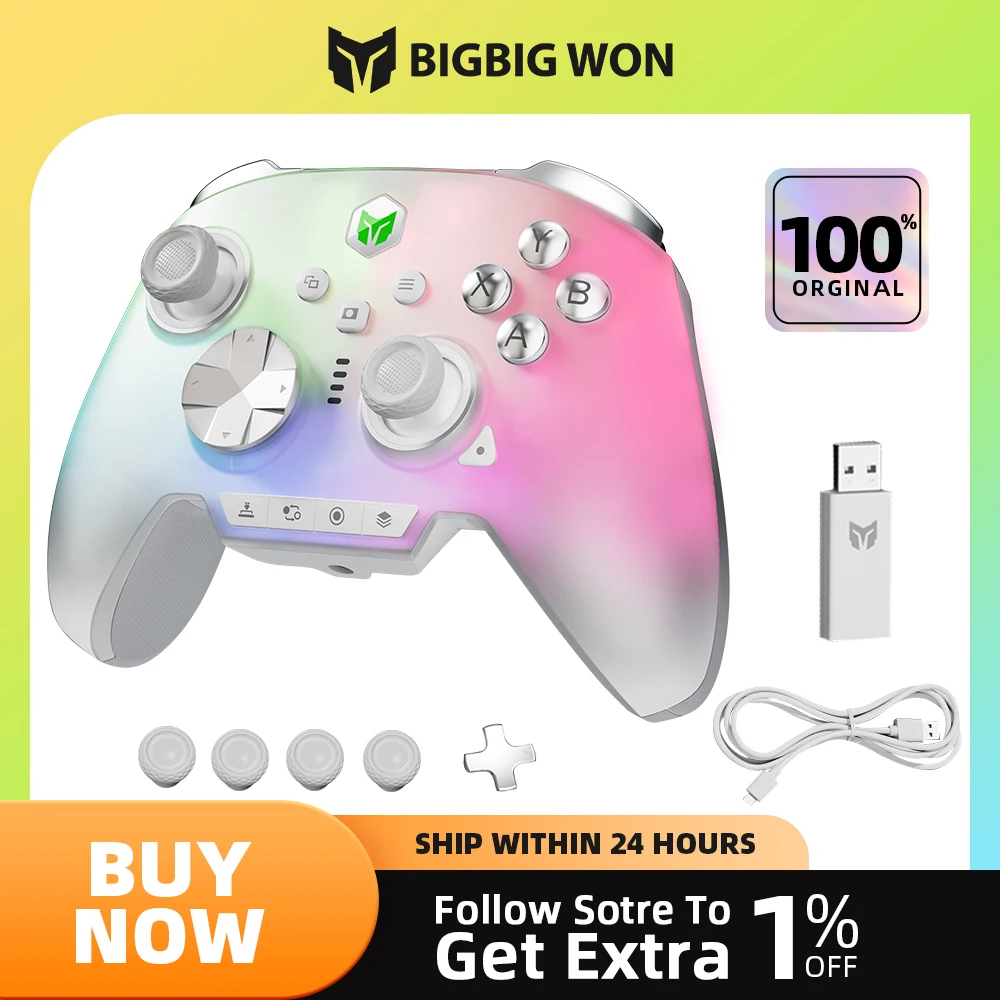 BIGBIGWON Rainbow3 컨트롤러 블루투스(1000mAh 배터리 수명 포함) 무선 게임 게임패드 PC 스위치용 3 ...