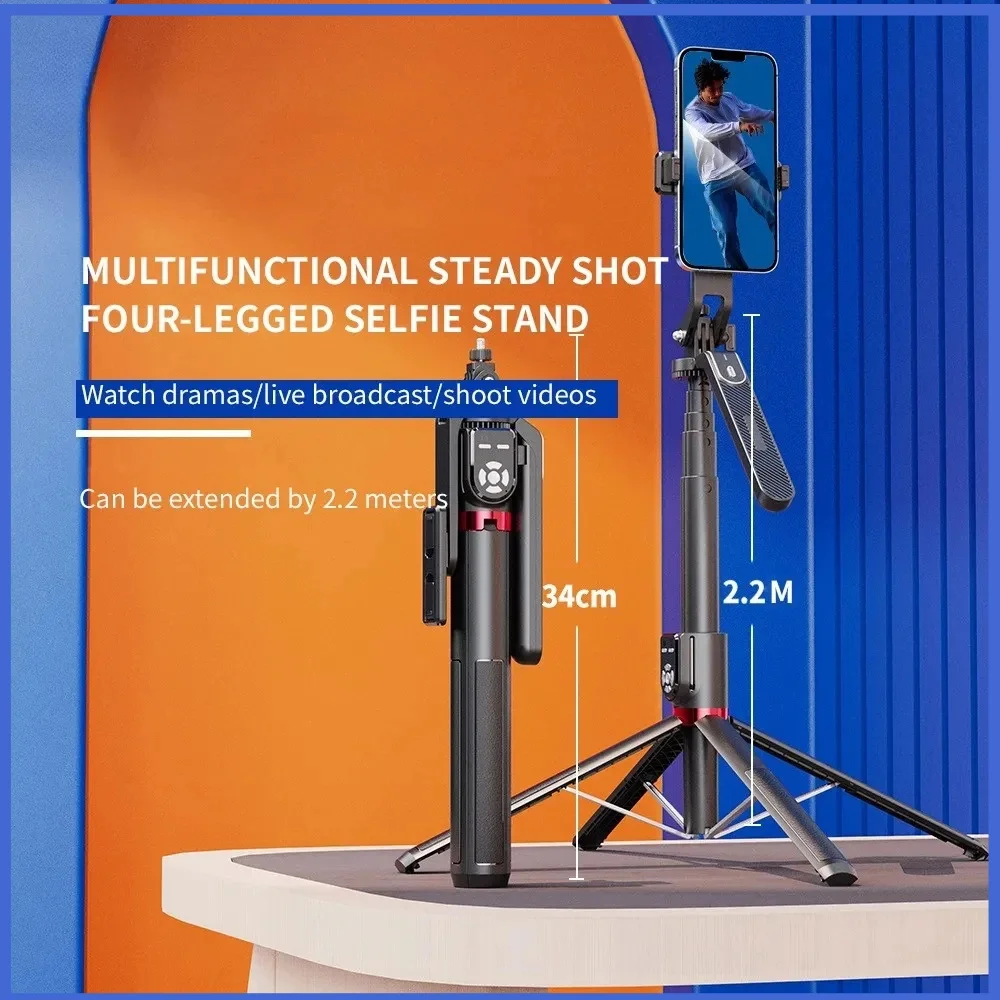 DIXSG-Selfie-Stick-2-2M-Extended-Mobile-Phone-Quadpod-Wireless ...