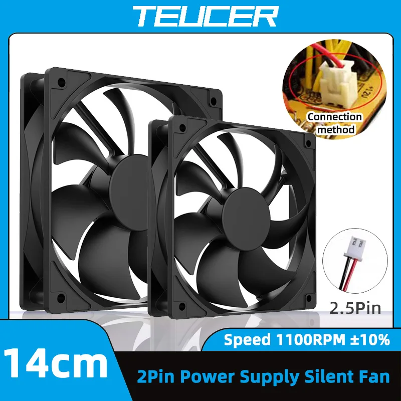 TEUCER 140x140x25mm Cooler 12V 2PIN Silent Hydraulic Bearing PC Cooling ...