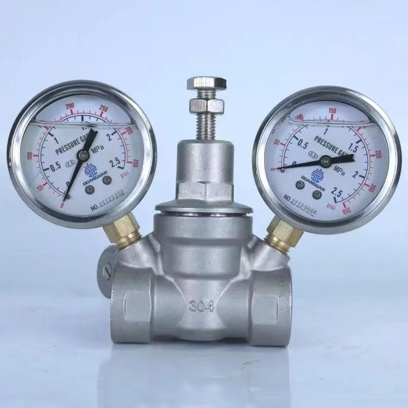 Water-pressure-regulator-with-double-gauge-304-stainless-steel-tap ...