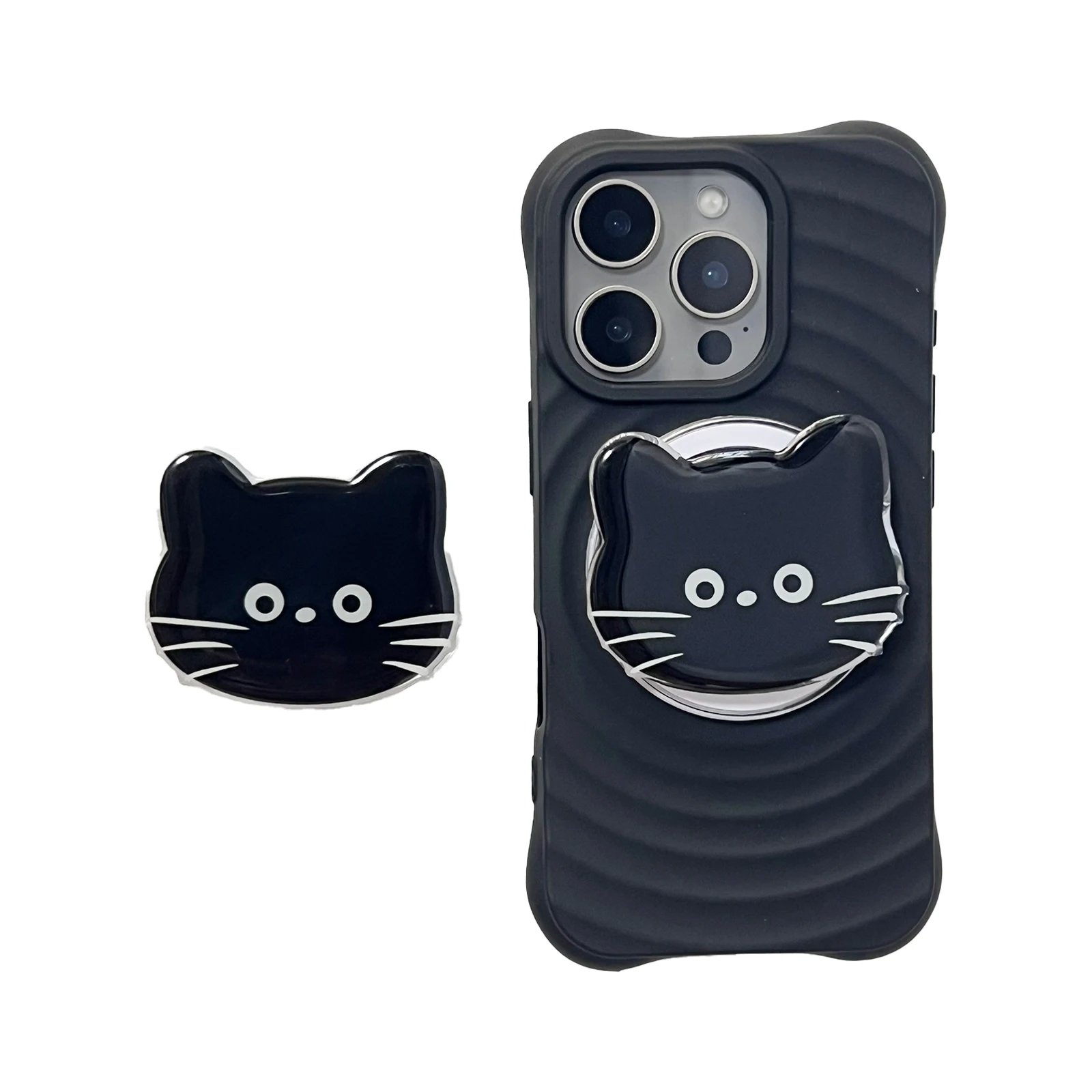 Cute Pet Black Cat Phone Holder Griptok Support For iPhone Samsung ...