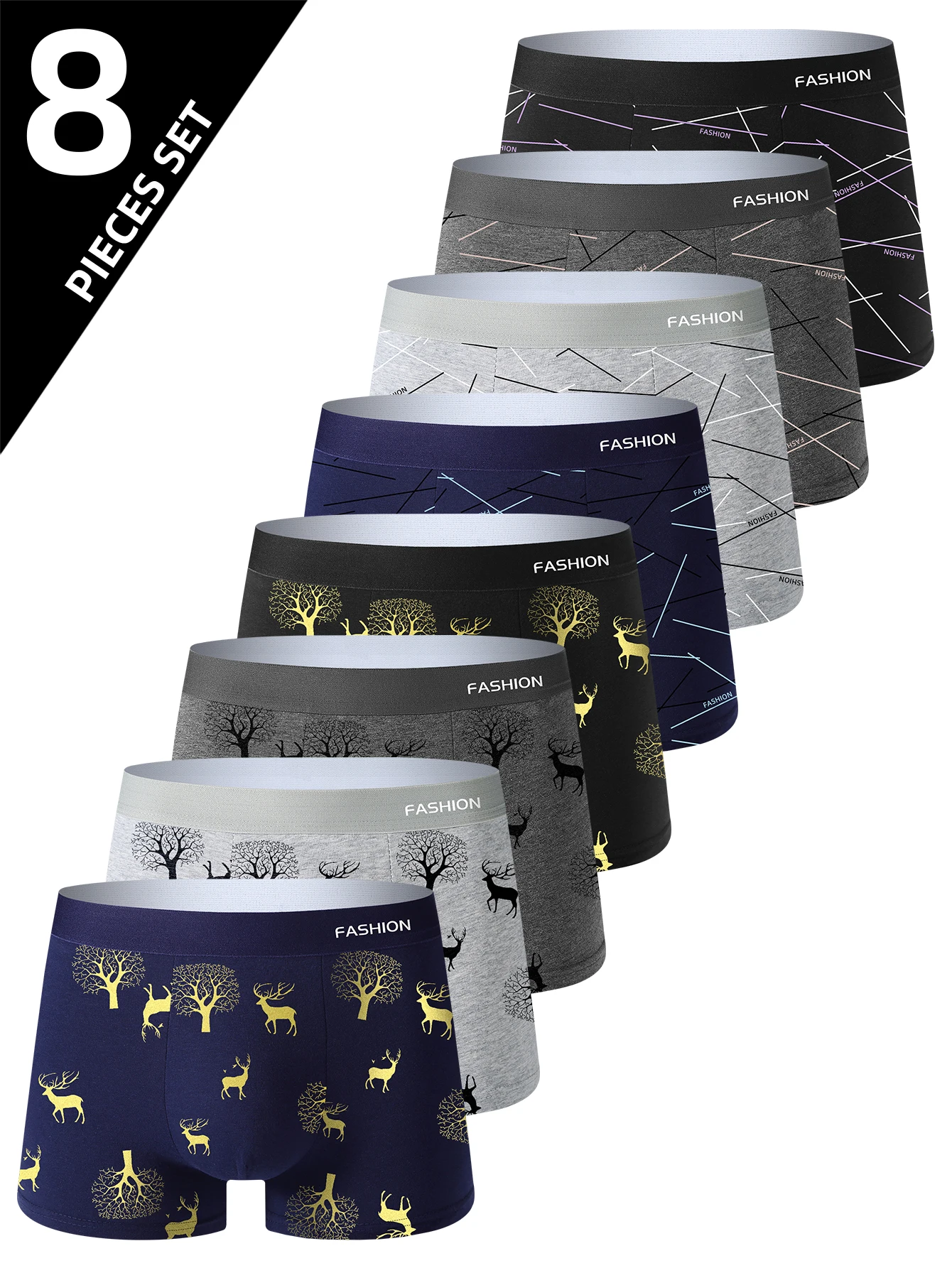 8 Piece Set of Men's Underwear Trendy Personality High-end Men's Boxer ...