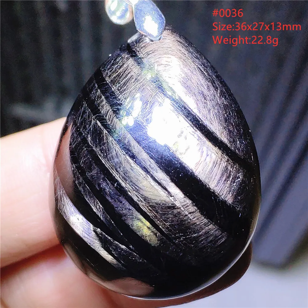 Natural Black Hypersthene Flash Pendant Necklace Rare Women Men Egypt ...