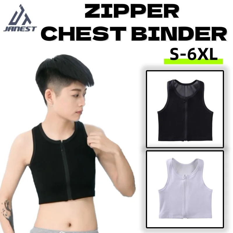 Front Zipper Chest Binder Breathable Cotton Breast Binder Corset Les ...