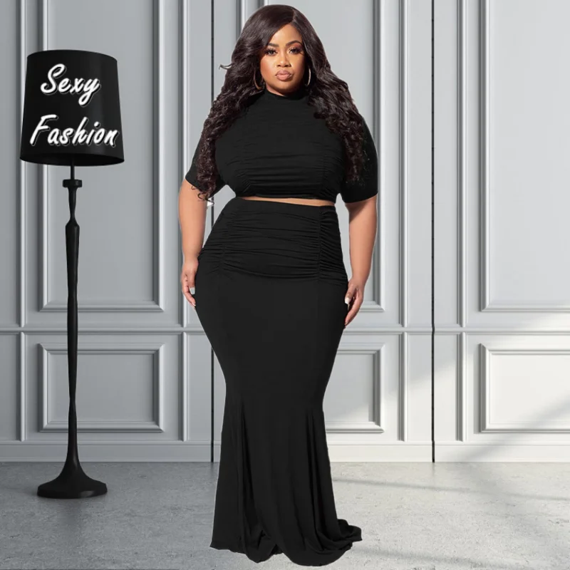 Wsfec Plus Size Women Clothing Two Piece Sets 2023 Spring Summer