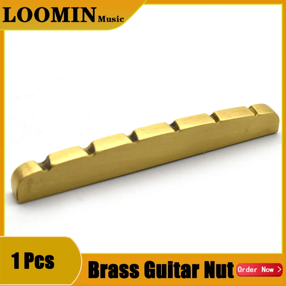 6 String 42.5mm Guitar Bridge Nut Electric Guitar Slotted Brass Nut ST ...