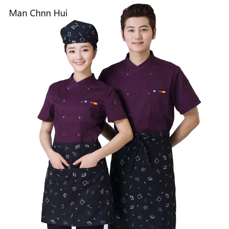 Summer-Purple-Women-Chef-Jacket-Western-Restaurant-Kitchen-Clothes ...