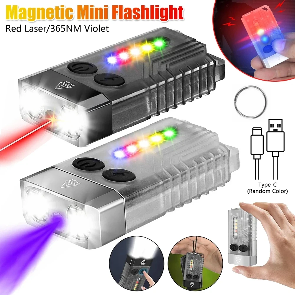 1000LM-Fluorescent-EDC-Mini-Keychain-Flashlight-USB-Rechargeable ...