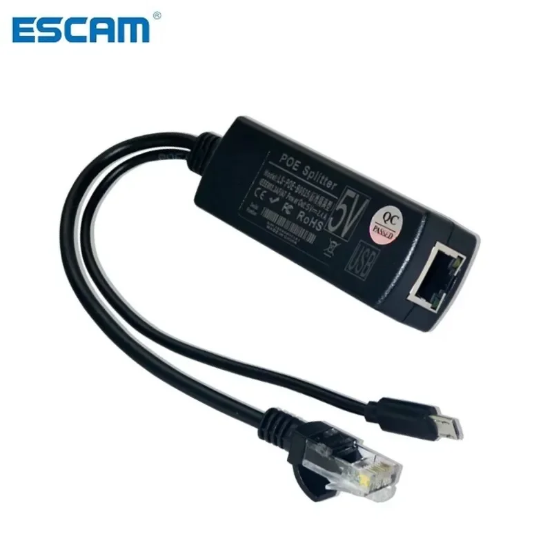 ESCAM 2.5KV Anti-interference Power Over Ethernet 48V To 5V 2.4A 12W ...