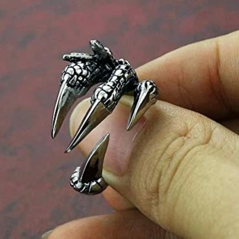 1pcs Titanium Steel Eagle Dragon Claw Halloween Skull Ring Hot Selling Men's Domineering Opening ...